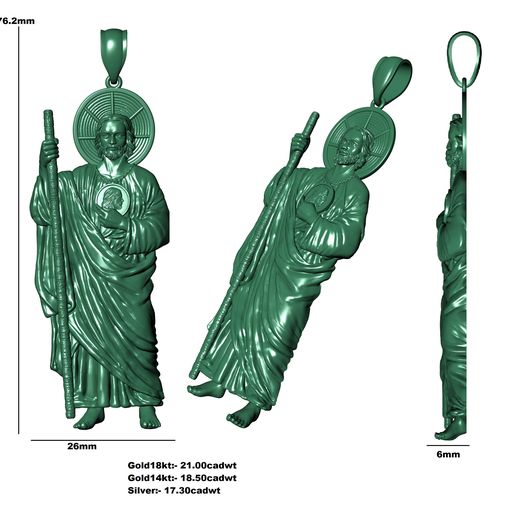 💍 Saint Judas Pendant・ STL File for 3D printing・Cults