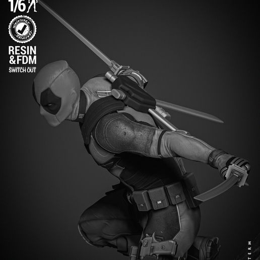 🗿 WICKED MARVEL DEADPOOL SCULPTURE : TESTED AND READY FOR 3D PRINTING ...