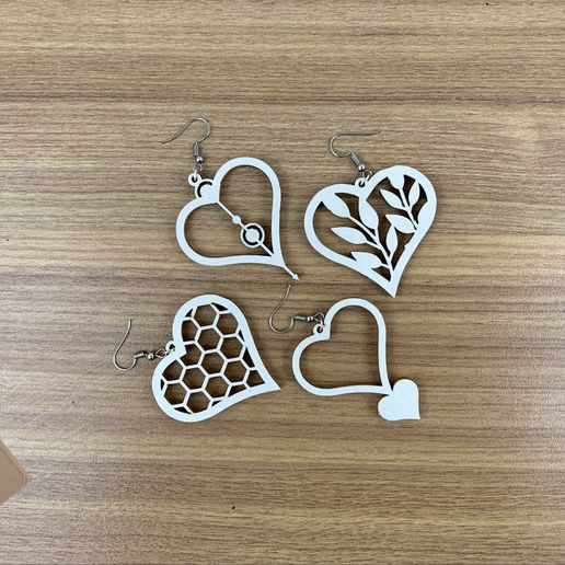 💜 24 Pendientes en forma de corazón SVG Laser Cut Files Plantillas ...