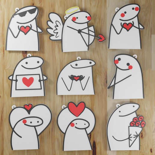 Archivo 3D PACK 9 LLAVEROS / KEYCHAIN / IMÁNES DEFORMITO AMOR (STL Y ...