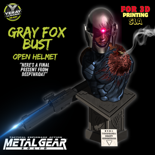 🦊 Gray Fox Bust - Open Helmet (Metal Gear Solid) | 3D Print STL・ STL ...
