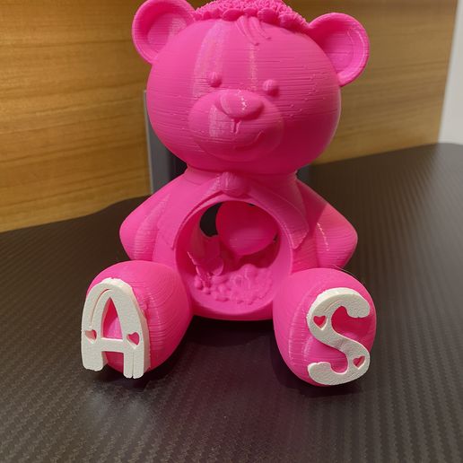 3D printable Valentine´s Teddy Bear Ornament printed in place without ...