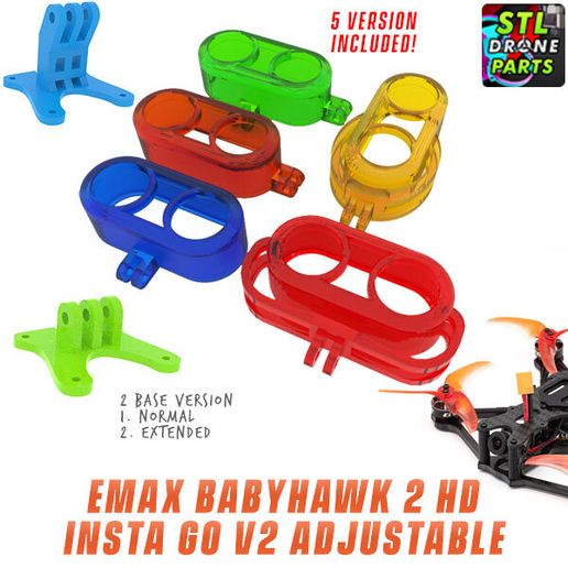 STL file Emax Babyhawk II HD Insta Go V2 Mount 📱 ・3D printable model to ...