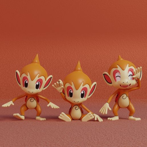 🐉 Pokemon - Chimchar with 3 poses・ STL File for ・Cults