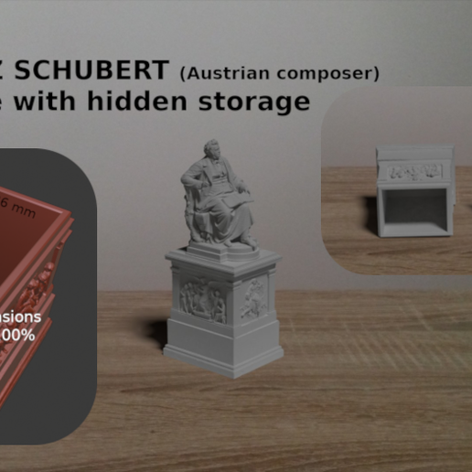 Descargar archivo 3D gratis Franz Schubert (estatua con almacén oculto ...