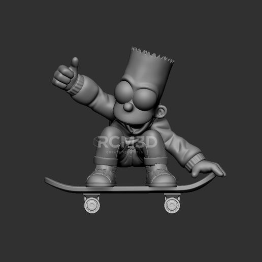 🛹 Bart Simpsons in skate statue・ STL File for 3D printing・Cults