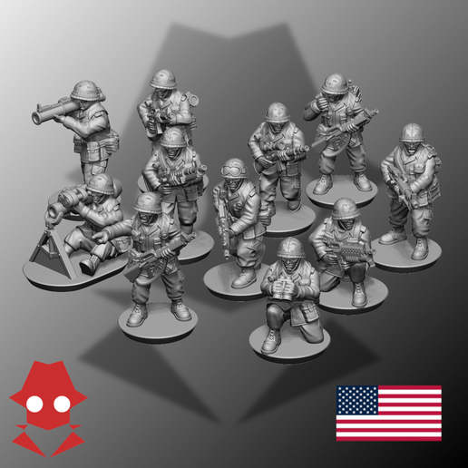 🎲 15mm Early US Mech Platoon・ 3D File for 3D printing・Cults