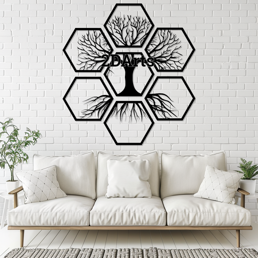 hexagon wall art pattern