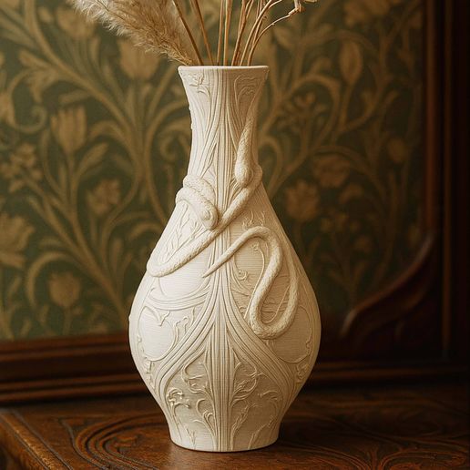 🎨 Art Nouveau Snake Vase STL – No Supports Needed・ STL File for 3D ...