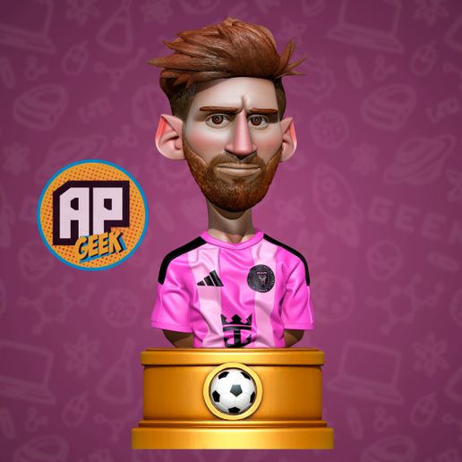 ⚽ Busto Messi Inter Miami cartoon・ STL File for 3D printing・Cults