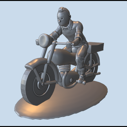 STL file TINTIN ON MOTORCYCLE FROM THE SCEPTER OF OTOCAR TINTIN BIKER 🏍 ...