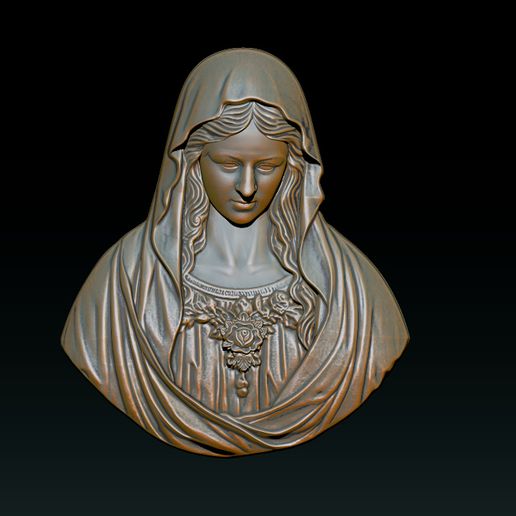 👤 Virgin Mary Bust Relief - 3D STL Relief Model for CNC Machine and 3D ...
