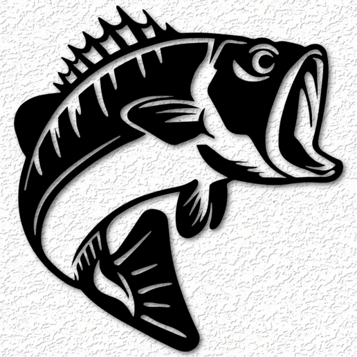 🐠 Bass fish wall art large mouth bass wall decor 2d art・ STL File for ...