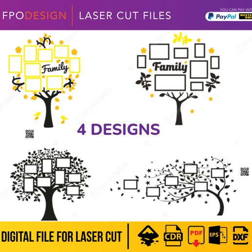 👪 Family tree for photos archives laser cutting plotter cutting files ...