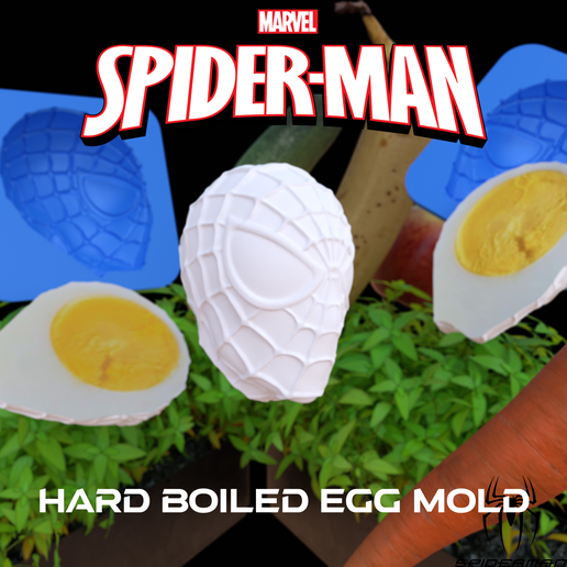 STL file Spiderman hard boiled Egg Mold ,Rice Ball Maker, Fondant Cake ...