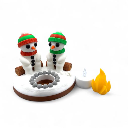 STL file Snowman Campfire Scene - Too Cool to Melt ☃️ ・Design to ...