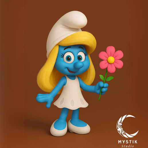 💐 Smurfette / Smurfette with Flower - 3D Fanart Figure for Collection ...