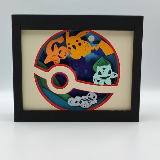 📦 Pokémon Starter Tribute Shadow Box・Free STL File for 3D printing・Cults