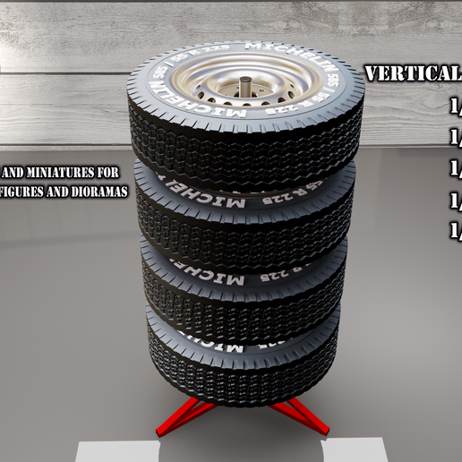 ⚖️ Vertical Tire Rack 3d printable in various scales・ STL File for ・Cults