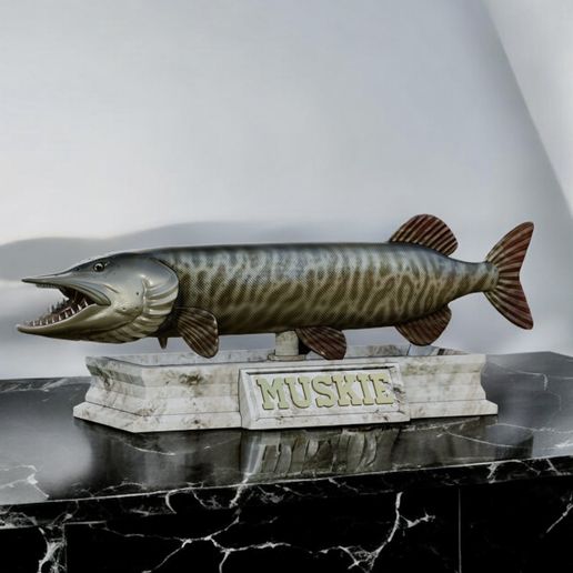 🐠 fish pike muskellunge muskie / Esox masquinongy open mouth statue ...