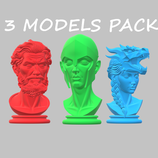 🐉 3 Unique 3D Models Pack・ STL File for 3D printing・Cults