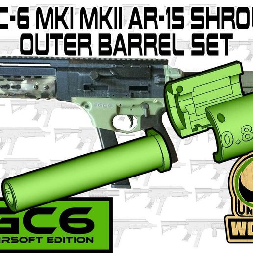 🔫 FGC-6 AR-15 shroud outer barrel set MKI/MKII・Free 3D File for 3D ...