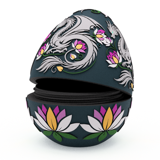 🪷 Enchanted Lotus Dragon Egg Embossed & Debossed 3MF & STL・ STL File ...