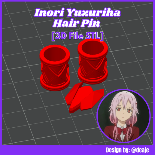 👑 Inori - Guilty Crown - Hair Pin - Hair Tie・ STL File for 3D printing ...