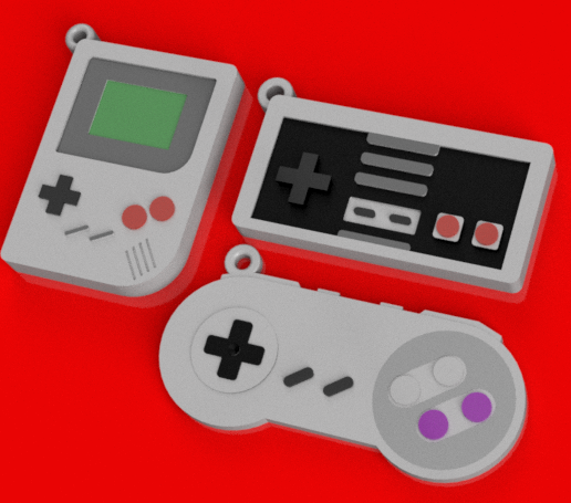 📦 Package nintendo retro 3 key chains・ STL File for 3D printing・Cults