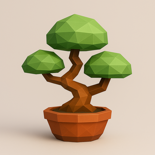 🌳 Polygonal Bonsai Tree・ STL File for 3D printing・Cults