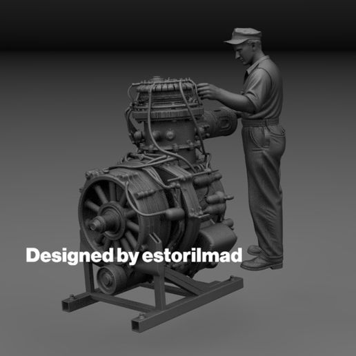 🧑‍🔧 WW2 AMERICAN MECHANIC WITH SHERMAN CONTINENTAL R 975 ENGINE・Archivo ...