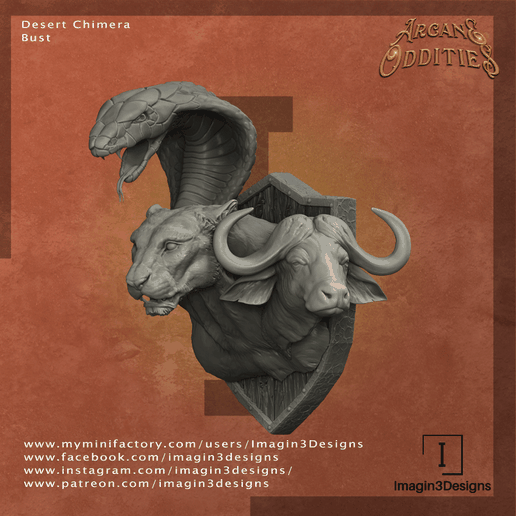 🏜️ Desert Chimera Bust・ 3D File for 3D printing・Cults