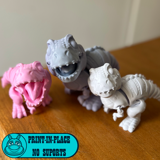 Archivo STL Artculated Flexi T-rex Print in Place 🦖 ・Objeto imprimible ...