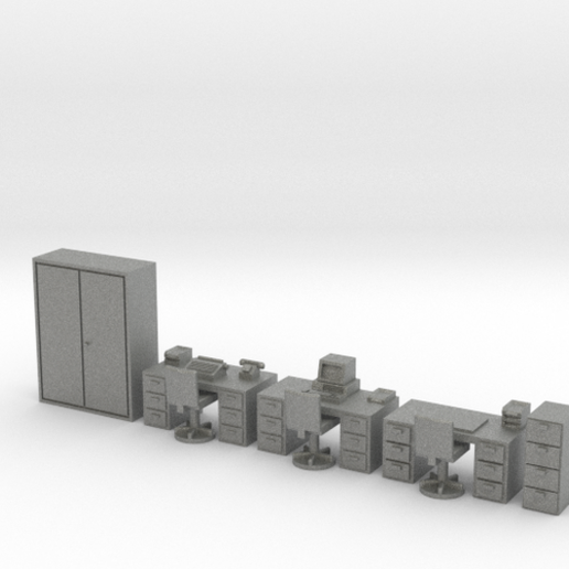 🏢 HO Scale 1980s Office Furniture・ STL File for 3D printing・Cults