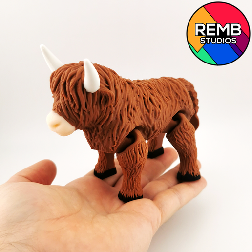 🐄 Flexi Highland Cow – Print-in-Place Articulated Model・ STL File for ...