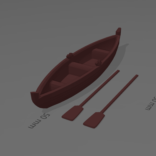 ⛵ 3-Person Rowboat with 2 Oars - 3D STL 3-Piece Printable Model ...