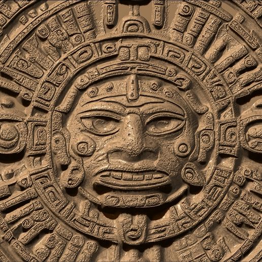Free STL file Aztec Sun Stone (Calendar Stone) Relief 3D Model - STL ...