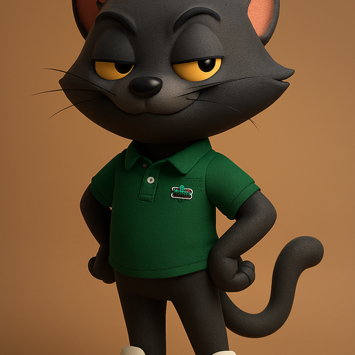 🐱 Sleek Swagger: 3D Cat in Lacoste Style・ STL File for 3D printing・Cults