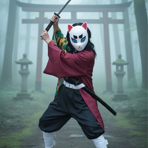 🧲 Demon Slayer – Giyu Tomioka Cosplay Mask (Magnetic Pupils)・ STL File ...