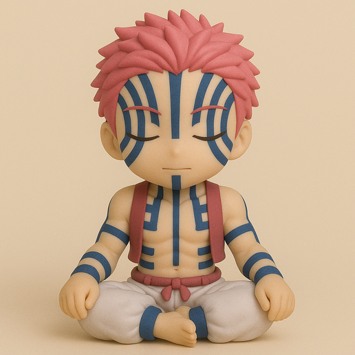 🦸 Akaza - Meditation Pose (Demon Slayer, Stylized/Chibi STL)・Free STL ...
