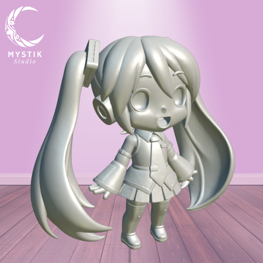 👾 Hatsune Miku Chibi - Japanese Kawaii Style 3D・ STL File for 3D ...