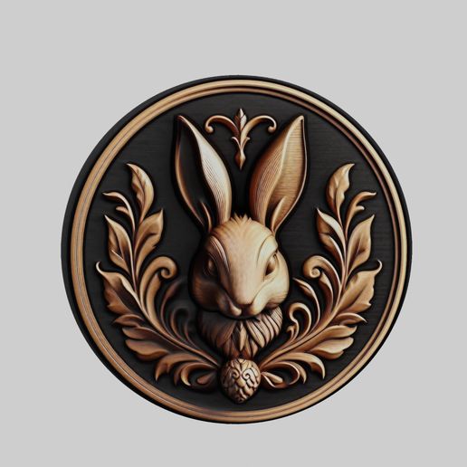 🐇 Rabbit Animal Head Rabbit Animal Medallion for CNC Router Laser & 3D ...