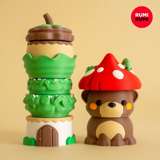 🐻 Juego de bloques apilables Forest Rumi con oso・Archivo 3D para ...