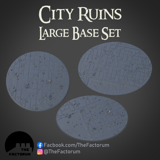🏙️ Large Bases City Ruins Base Set (Supported)・ STL File for ・Cults