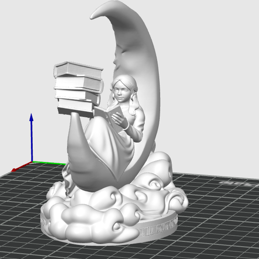 👧 Moonlight Reader - Girl Reading Books on Crescent Moon Fantasy ...