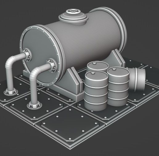 ⛽ Sci -Fi fuel tank with barrels・ STL File for 3D printing・Cults