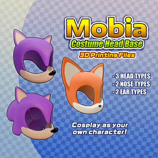 🦔 Sonic / Mobian Head Base for Cosplay・ STL File for 3D printing・Cults