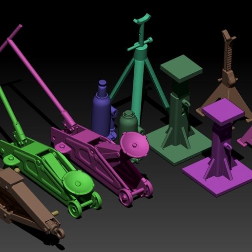 💭 Jacks & Jack Stands Set in 1/18 & 1/24 Scale – 3D Printable・ STL File ...