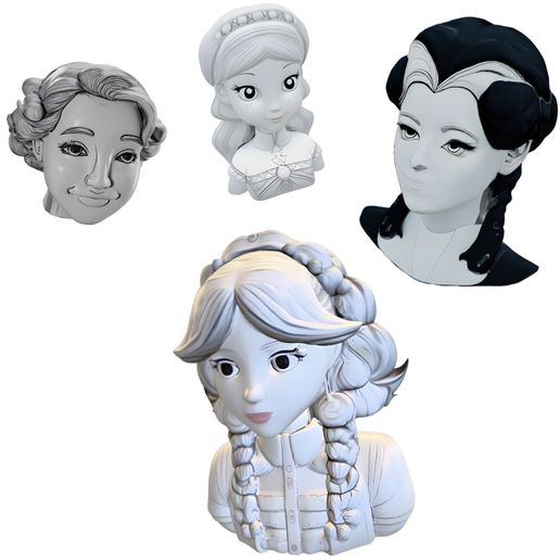 3D file Stylized Female Character Bust Collection ♀️ ・3D printing idea ...