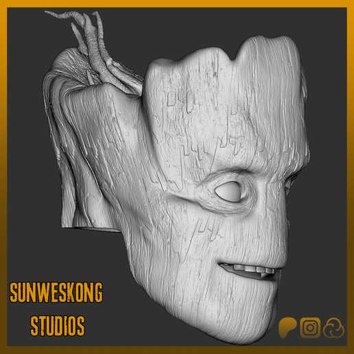 🦸 Groot Guardians Of The Galaxy Vol. 3 Headsculpt・ STL File for 3D ...